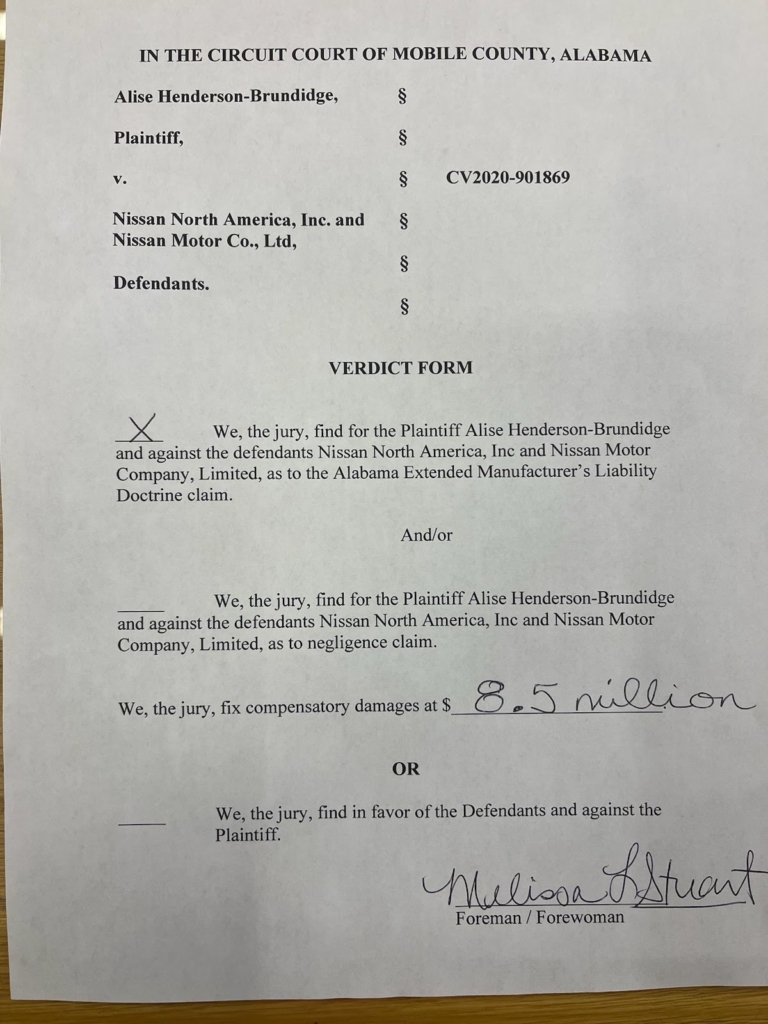 $8.5 Million Defective Airbag Verdict - Beasley Allen and Greene & Phillips